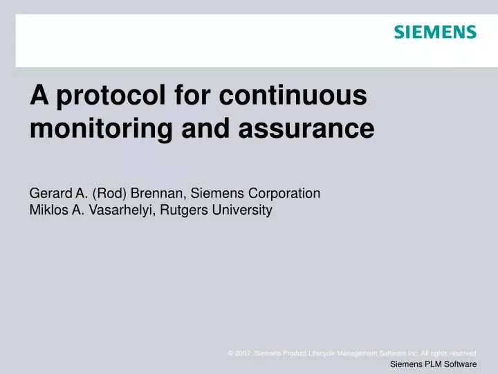 PPT - A protocol for continuous monitoring and assurance PowerPoint ...