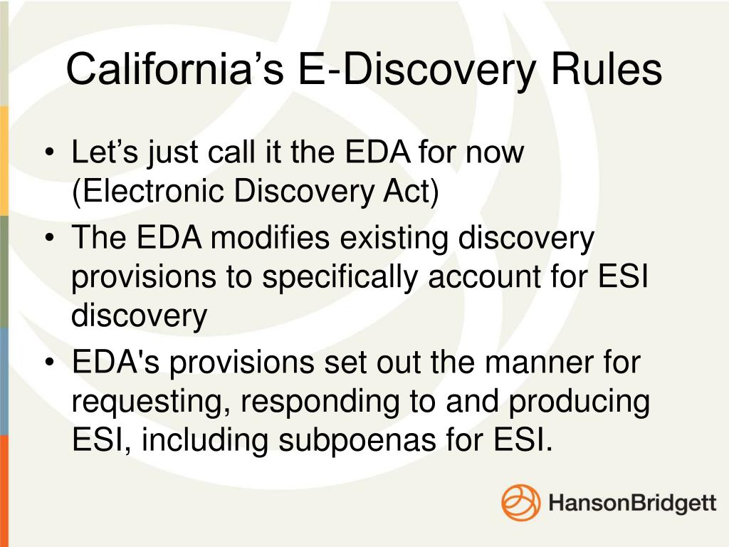 PPT - 2009 CHANGES IN CALIFORNIA DISCOVERY RULES The California ...