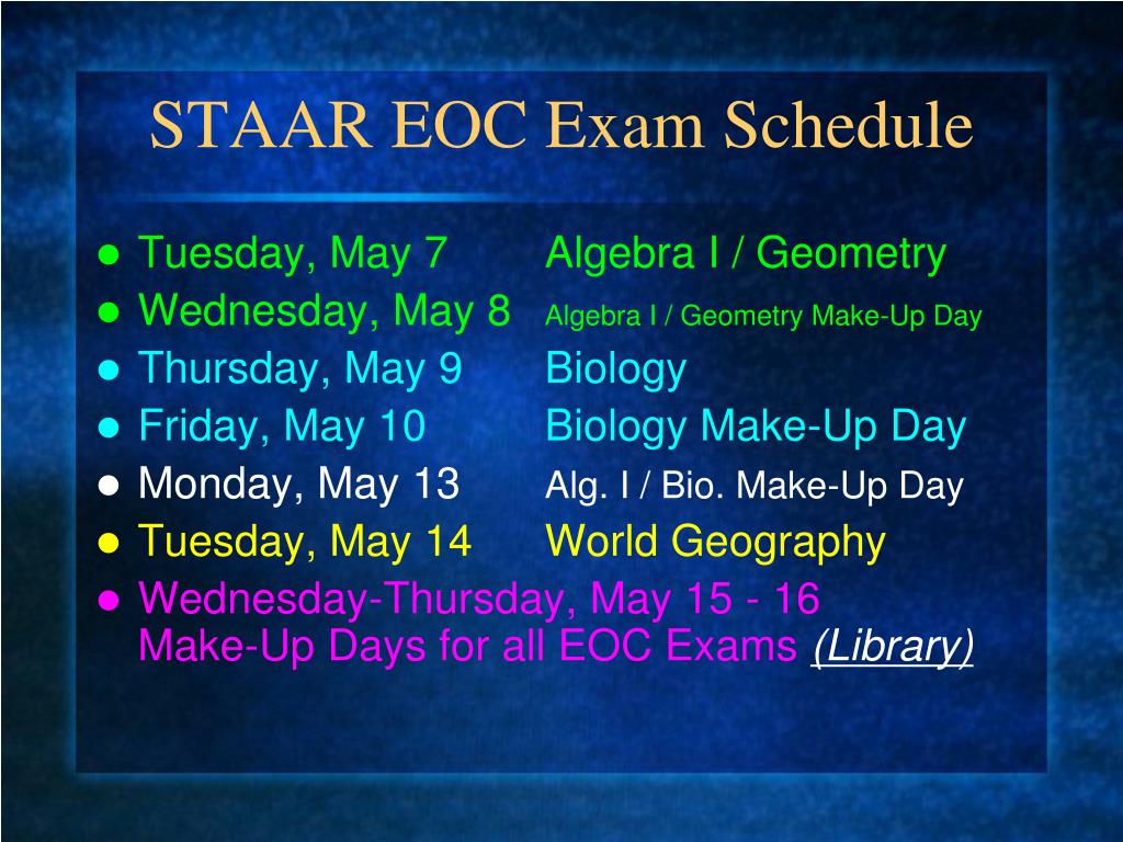 PPT - 2013 STAAR EOC Algebra I , Geometry , Biology & World Geography ...
