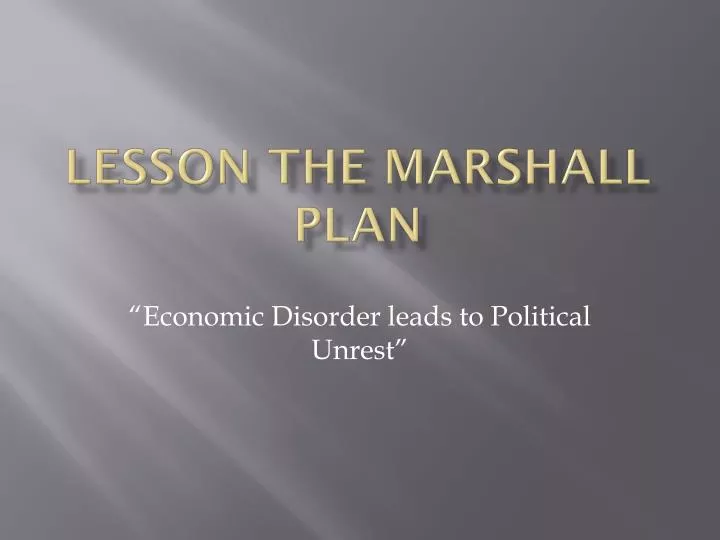 PPT - Lesson the Marshall Plan PowerPoint Presentation, free download ...
