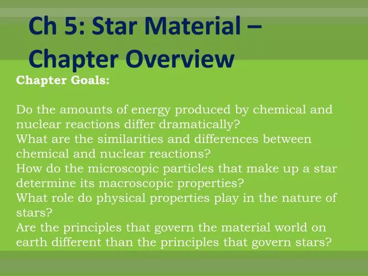 PPT - Ch 5: Star Material – Chapter Overview PowerPoint Presentation ...