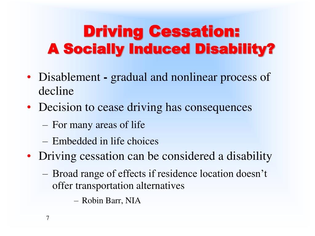 PPT - The Impact of Driving Cessation on Social and Economic Factors in ...