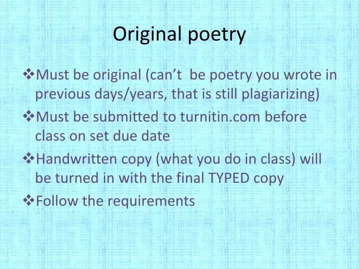PPT - Original poetry PowerPoint Presentation, free download - ID:3050950