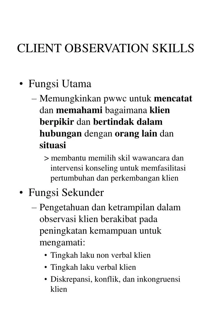 PPT - CLIENT OBSERVATION SKILLS PowerPoint Presentation, free download ...