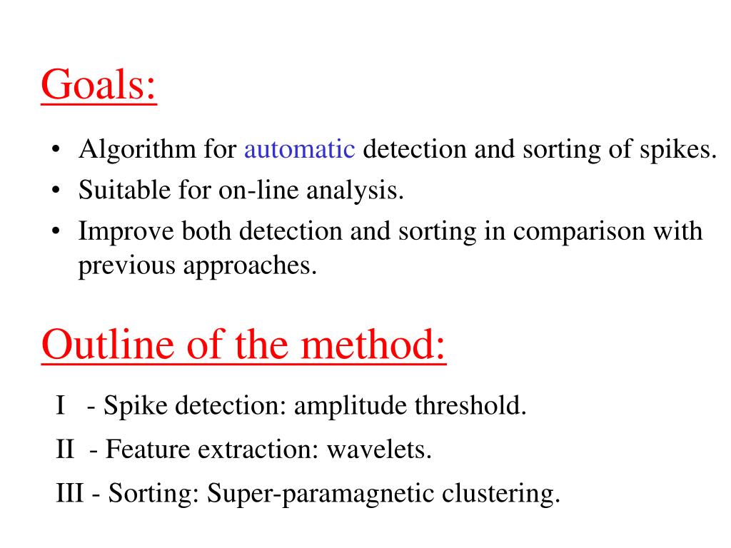 Ppt Unsupervised Spike Sorting With Wavelets And Super Paramagnetic Clustering Powerpoint