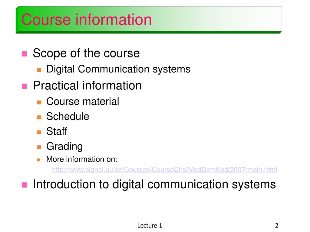 Ppt Digital Communication I Modulation And Coding Course Powerpoint