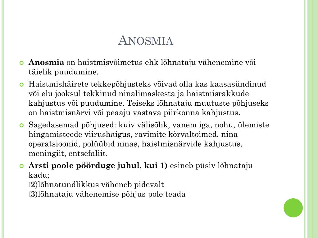 PPT - Rhinitis. Anosmia , hyposmia , parosmia . PowerPoint Presentation ...