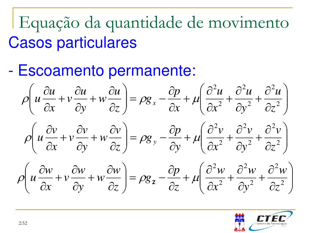 PPT - Análise diferencial do escoamento (Equações de Navier-Stokes ...