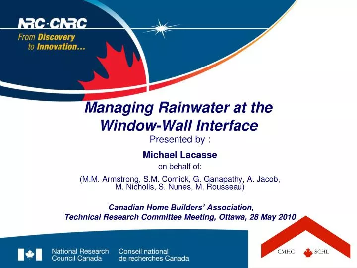 PPT - Managing Rainwater at the Window-Wall Interface PowerPoint ...