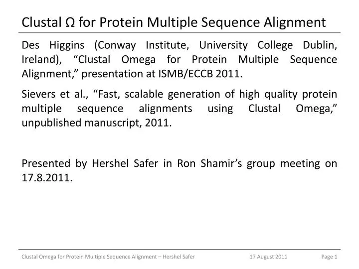 PPT - Clustal Ω for Protein Multiple Sequence Alignment PowerPoint ... PPT - Clustal Ω for Protein Multiple Sequence Alignment PowerPoint ...