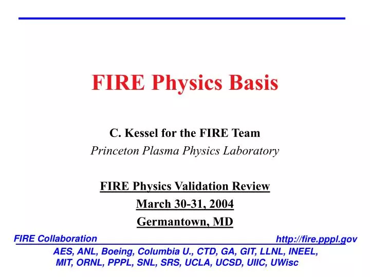 PPT - FIRE Physics Basis PowerPoint Presentation, free download - ID ...