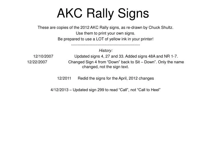 PPT - AKC Rally Signs PowerPoint Presentation, free download - ID:3053814