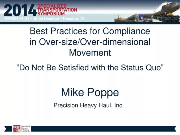 PPT - Best Practices for Compliance in Over-size/Over-dimensional ...