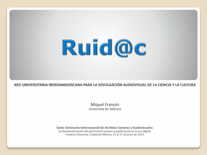 PPT - Ruid @c PowerPoint Presentation, free download - ID:3055385