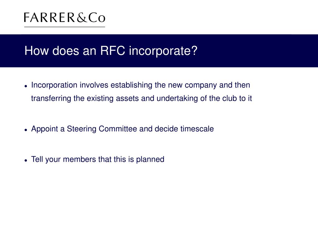 PPT - Incorporation of Rugby Football Clubs PowerPoint Presentation ...