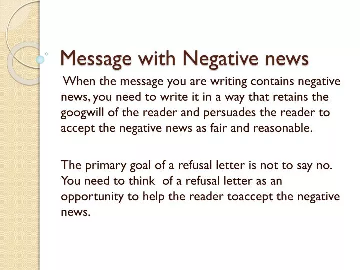 PPT - Message with Negative news PowerPoint Presentation, free download ...