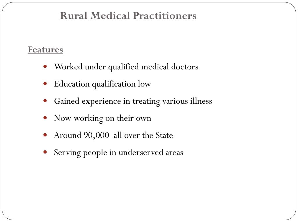 PPT - Mainstreaming Of Rural Medical Practitioners ( RMPs /PMPs) In ...