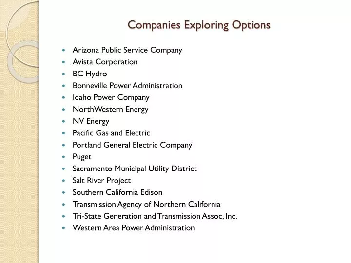PPT - Companies Exploring Options PowerPoint Presentation, free ...
