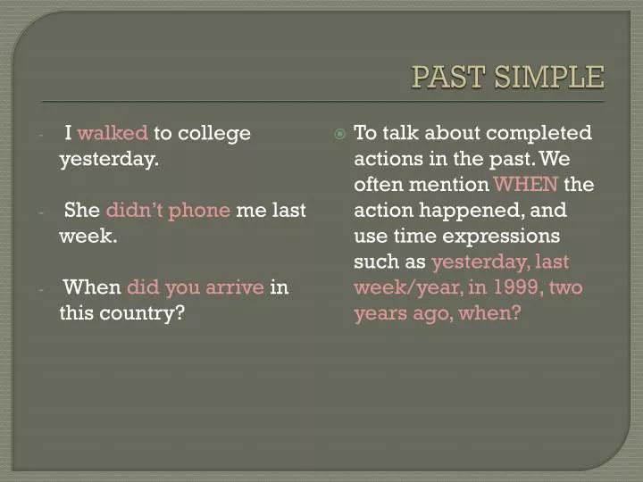 PPT - PAST SIMPLE PowerPoint Presentation, free download - ID:3058066