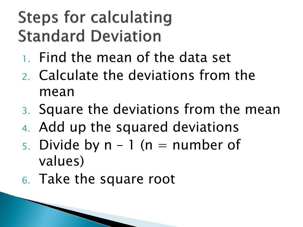 Calculating Standard Deviation Calculating Standard Deviation