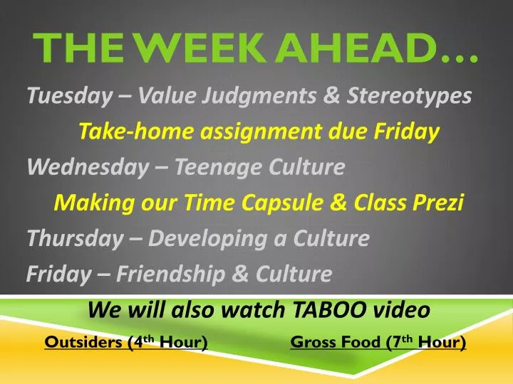 PPT - The week ahead… PowerPoint Presentation, free download - ID:3061194