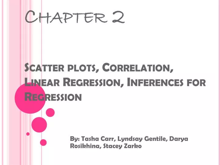 PPT - Chapter 2 Scatter plots, Correlation, Linear Regression, Inferences for Regression ...