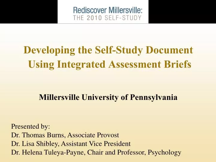 PPT - Developing the Self-Study Document Using Integrated Assessment ...