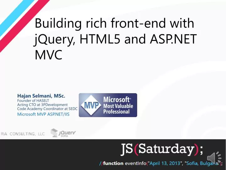 PPT - Building rich front-end with jQuery, HTML5 and ASP.NET MVC PowerPoint Presentation - ID ...