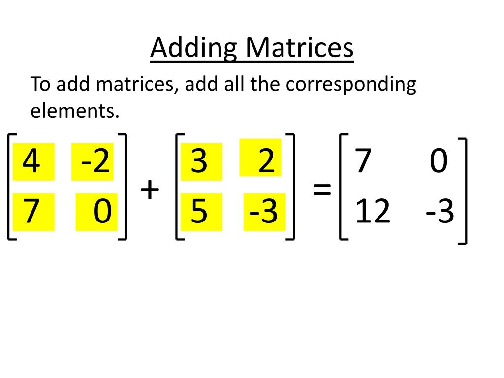 PPT 4 2 Adding And Subtracting Matrices 4 3 Matrix Multiplication