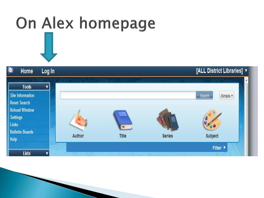PPT - Alex login, renew a book, place a hold PowerPoint Presentation ...