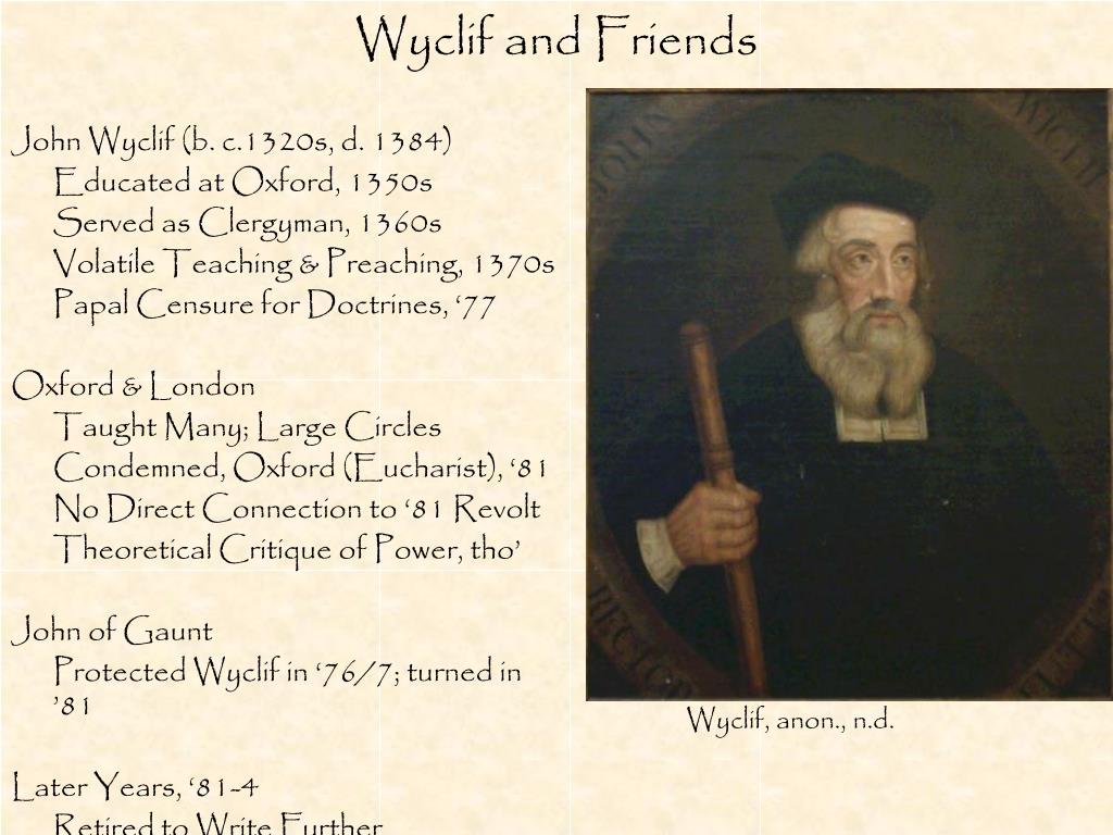 PPT - The Church, Wyclif, and the Lollards PowerPoint Presentation ...
