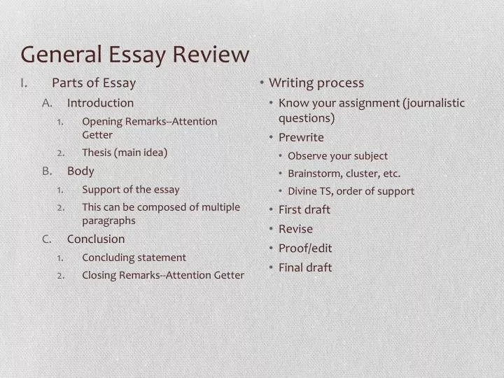 PPT - General Essay Review PowerPoint Presentation, free download - ID ...