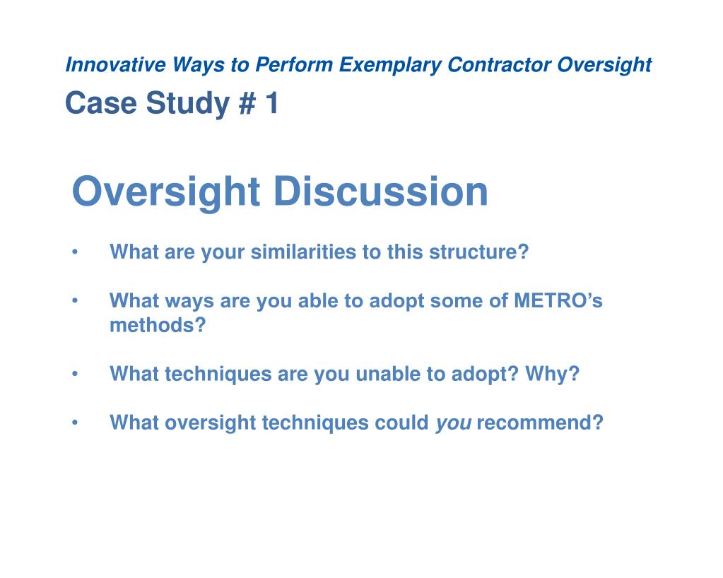 PPT - Innovative Ways to Perform Exemplary Contractor Oversight ...