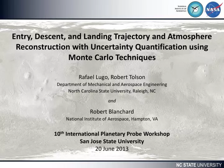 PPT - Rafael Lugo, Robert Tolson Department of Mechanical and Aerospace ...