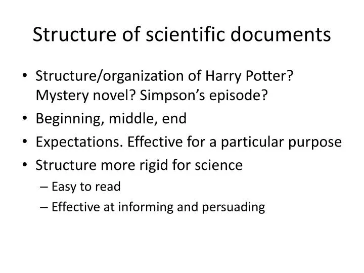 PPT - Structure of scientific documents PowerPoint Presentation, free ...