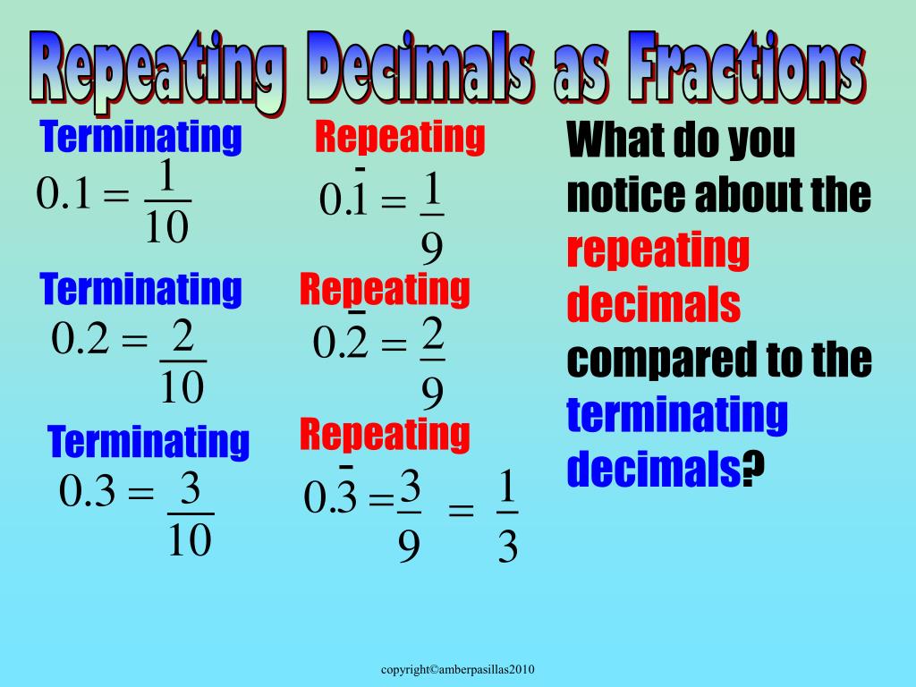 PPT CONVERTING REPEATING DECIMALS TO FRACTIONS Take Out A Calculator