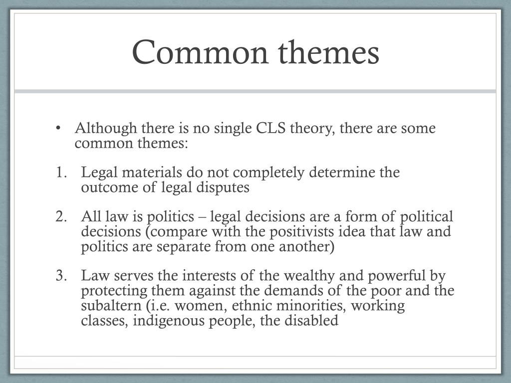 PPT - Critical legal studies, feminism and critical race theory ...