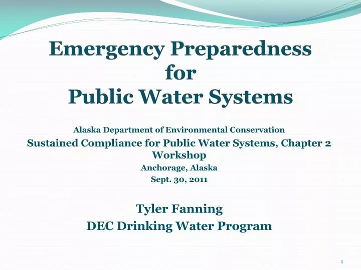 PPT - Emergency Preparedness for Public Water Systems PowerPoint ...