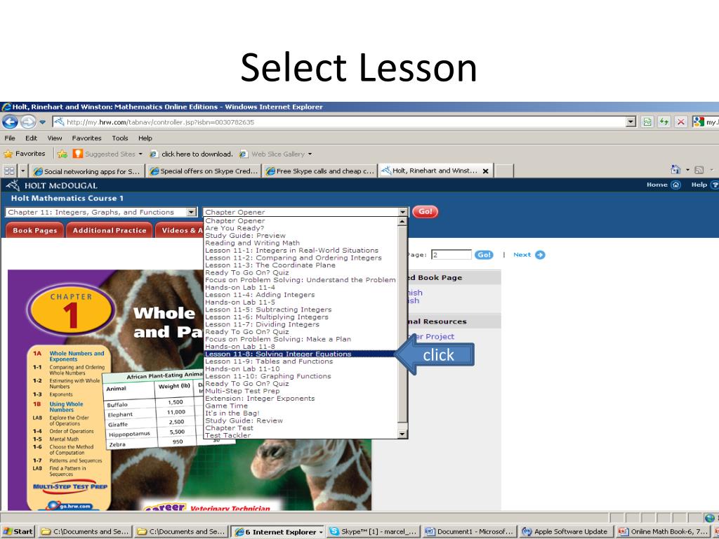 PPT - Online Math Book- 6 , 7 , 8 grade Holt McDougal 2010 ***teacher ...