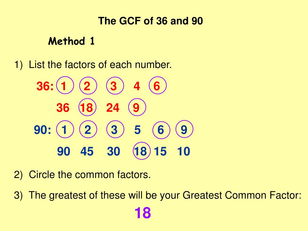 PPT Finding The Greatest Common Factor Of Two Numbers PowerPoint
