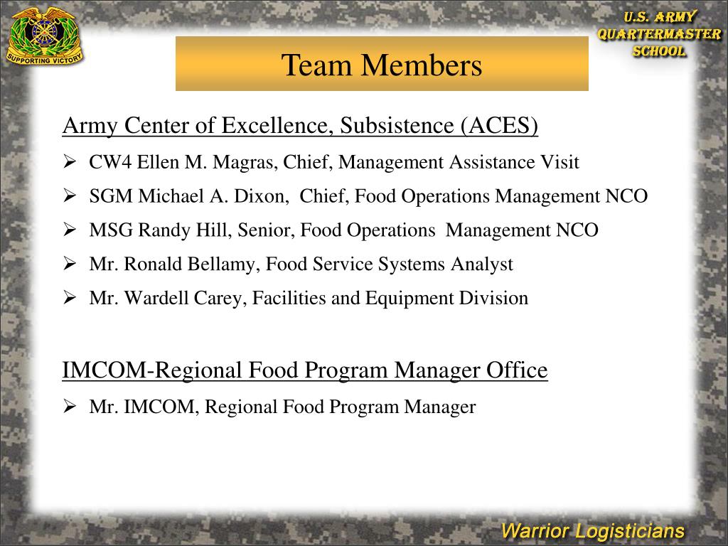 PPT - Joint Culinary Center of Excellence ( JCCoE ) US Army ...