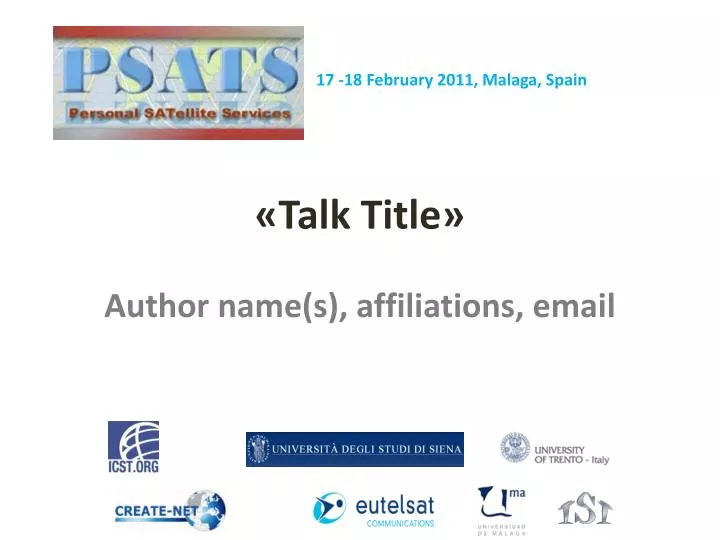 PPT - «Talk Title » PowerPoint Presentation, free download - ID:3075181