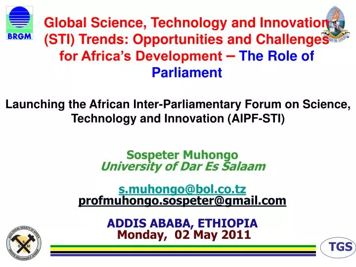 PPT - Sospeter Muhongo University of Dar Es Salaam s.muhongo@bol.co.tz ...