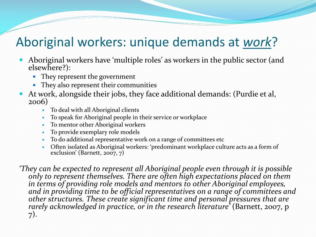 PPT - Work/life and Aboriginal workers in Australia: white work, black ...