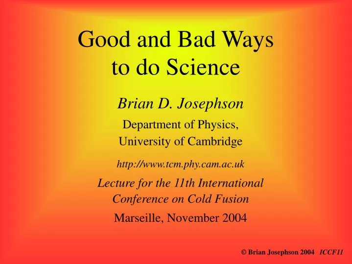 PPT - Good and Bad Ways to do Science PowerPoint Presentation, free ...