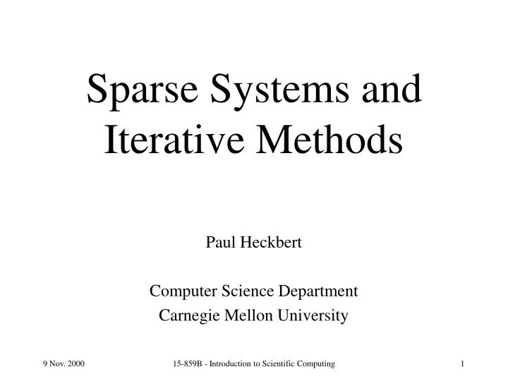 Ppt Sparse Systems And Iterative Methods Powerpoint Presentation