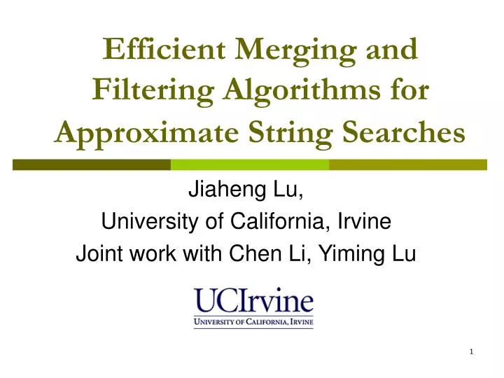 Ppt Efficient Merging And Filtering Algorithms For Approximate String Searches Powerpoint