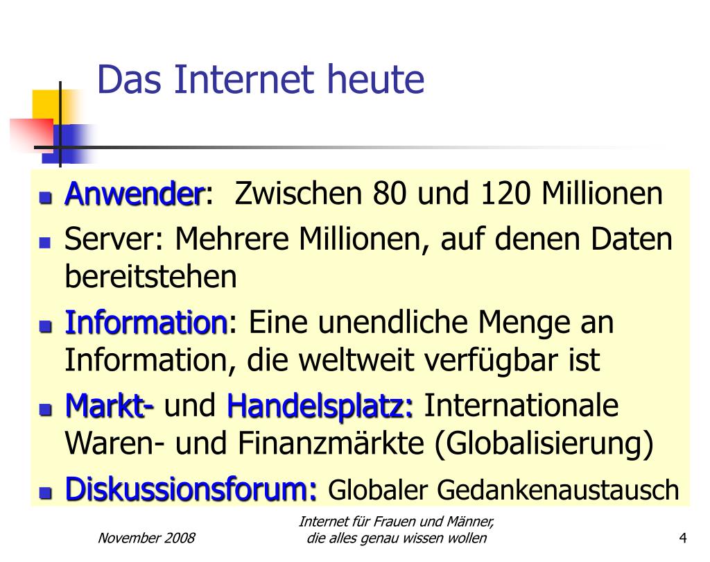 PPT - «INTERNET» für Frauen und Männer, die alles genau wissen wollen ...
