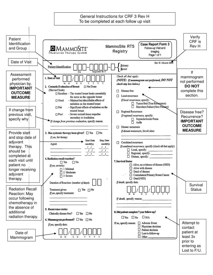 PPT - General Instructions for CRF 3 Rev H To be completed at each ...