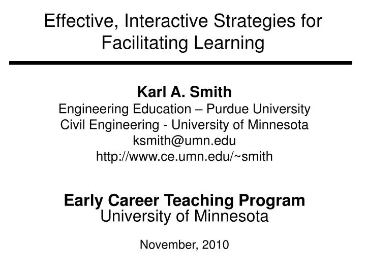 PPT - Effective, Interactive Strategies for Facilitating Learning ...